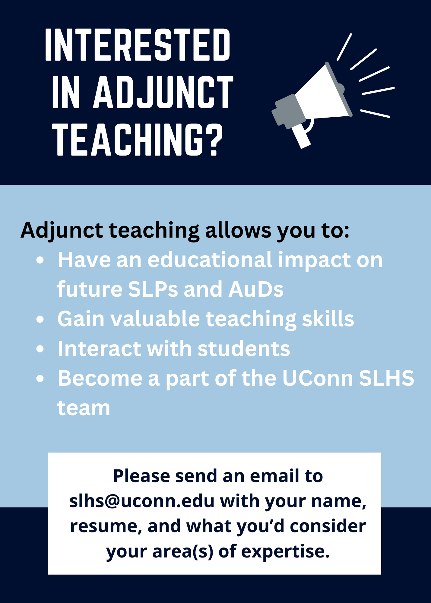 Interested in Adjunct Teaching? | Department of Speech, Language, and ...